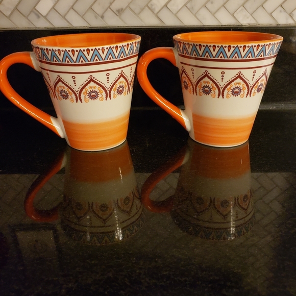 Elama Zen | Dining | Elama Bohemian Style Rare Coffee Mugs With Orange ...